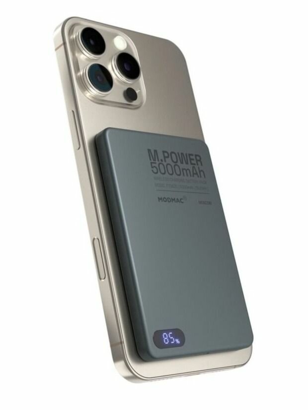 Эксклюзивный пауэрбанк MODMAC M.POWER на 5000 мАч, 15В, с дисплеем и беспроводной зарядкой