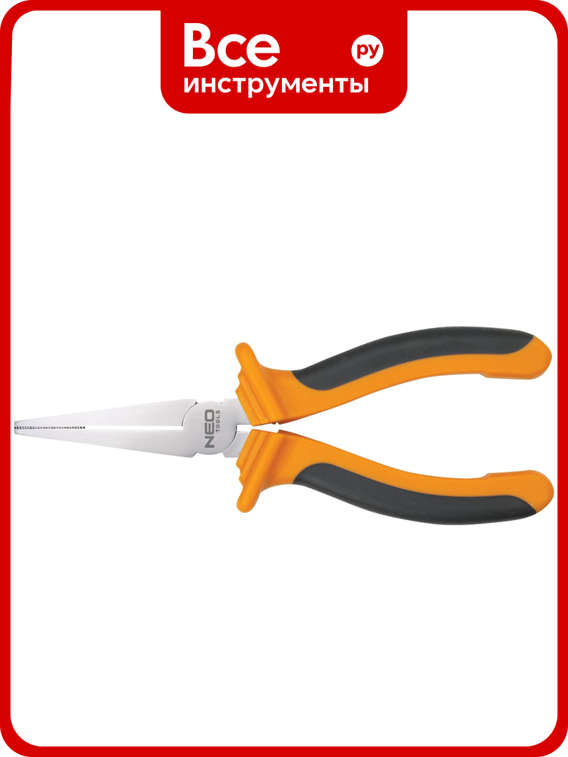 Плоскогубцы NEO Tools 160 мм 01-019, длинногубцы из стали с прямыми губками для домашнего использования