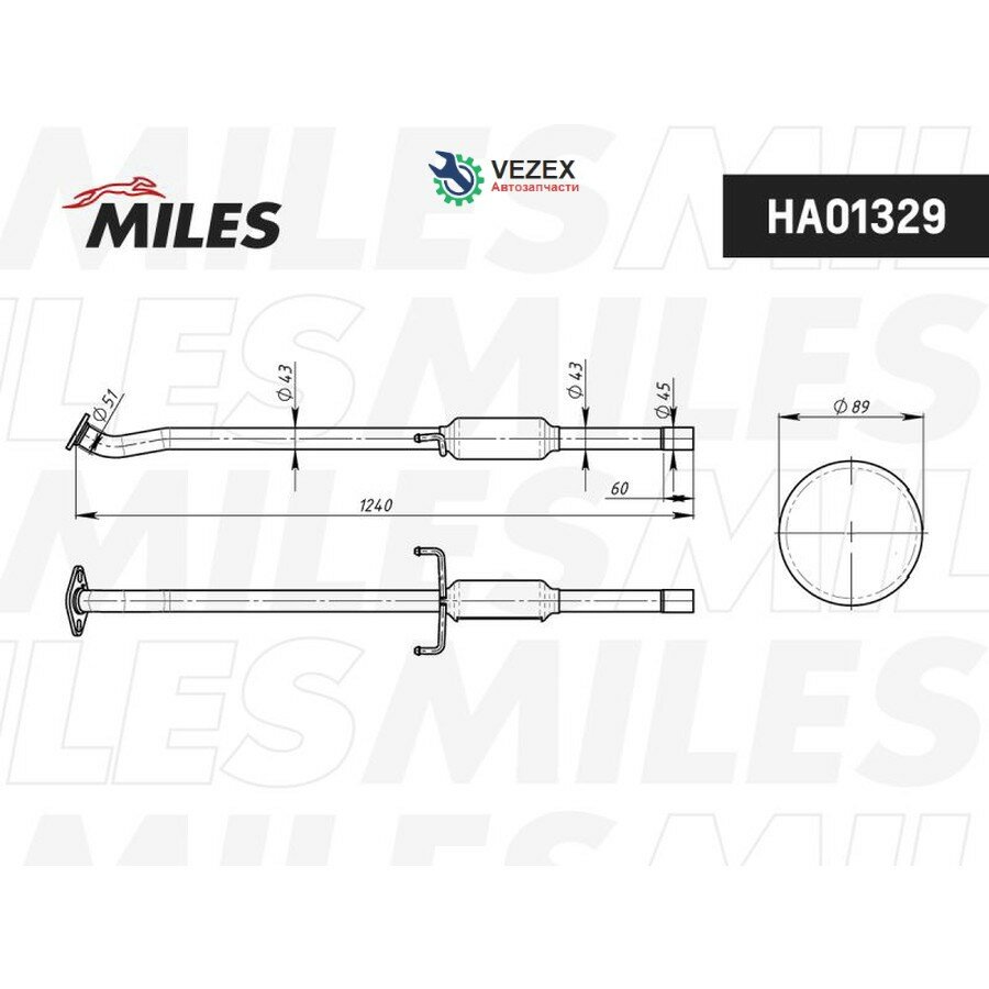 MILES HA01329 Резонатор глушителя Kia Ceed (06-) (Bosal 282-903) HA01329
