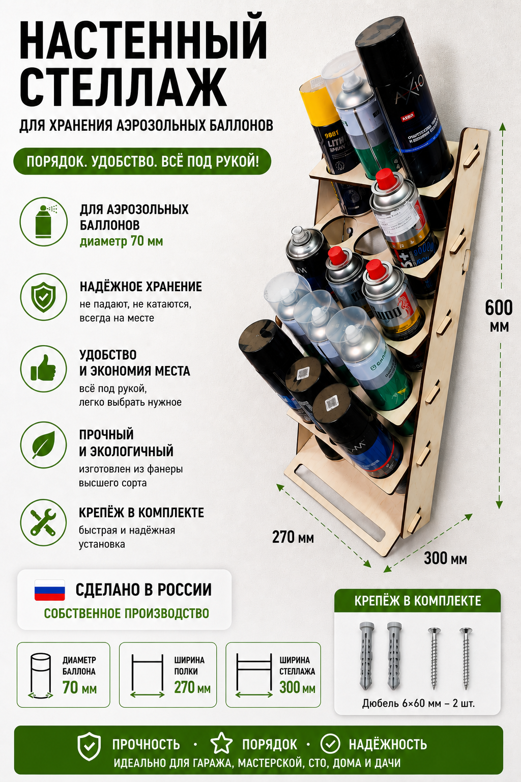 Органайзер для баллончиков 70 мм | Порядок в гараже и СТО