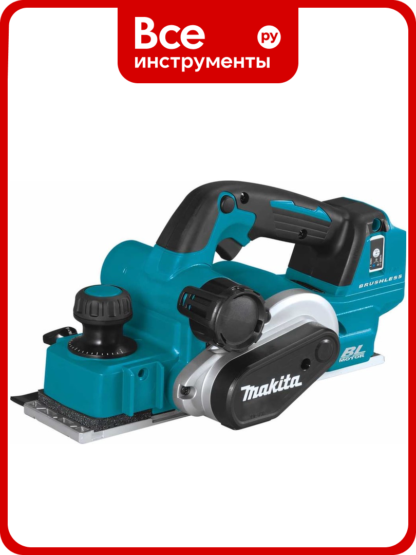 Аккумуляторный рубанок Makita LXT DKP181Z, бесщеточный двигатель, регулируемая глубина строгания, Li‑ion аккумулятор