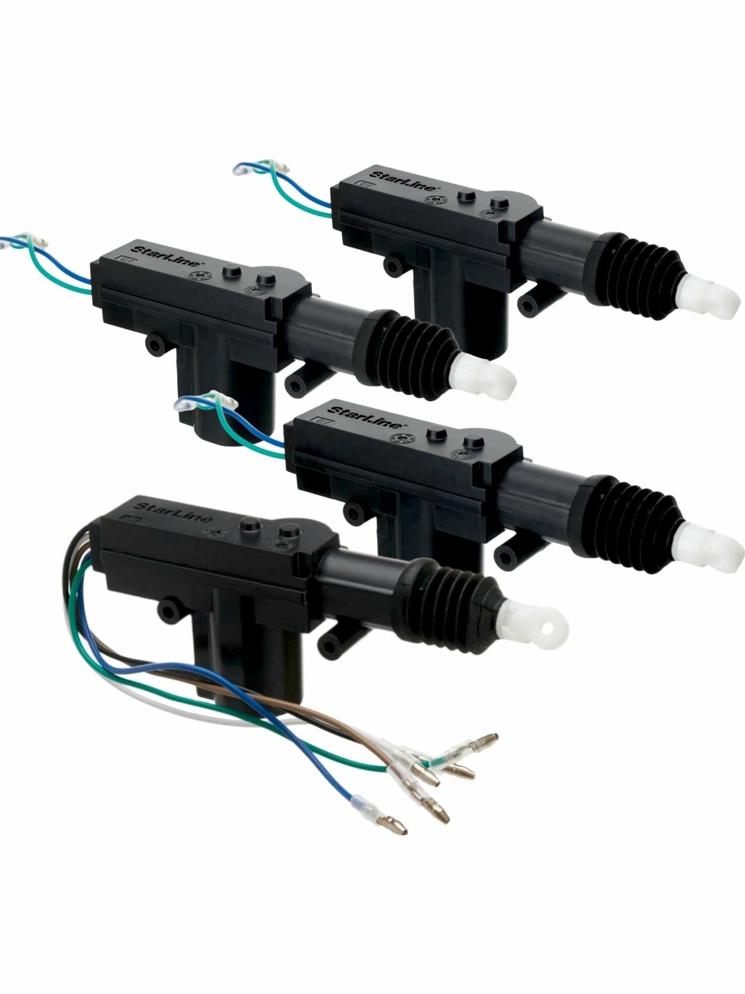 Комплект электроприводов замка двери StarLine SL-52/3 (4шт.) - 4 активатора, 12V, 5- и 2-проводной, прочный корпус, защита от влаги, мощный электродвигатель, усиленный редуктор