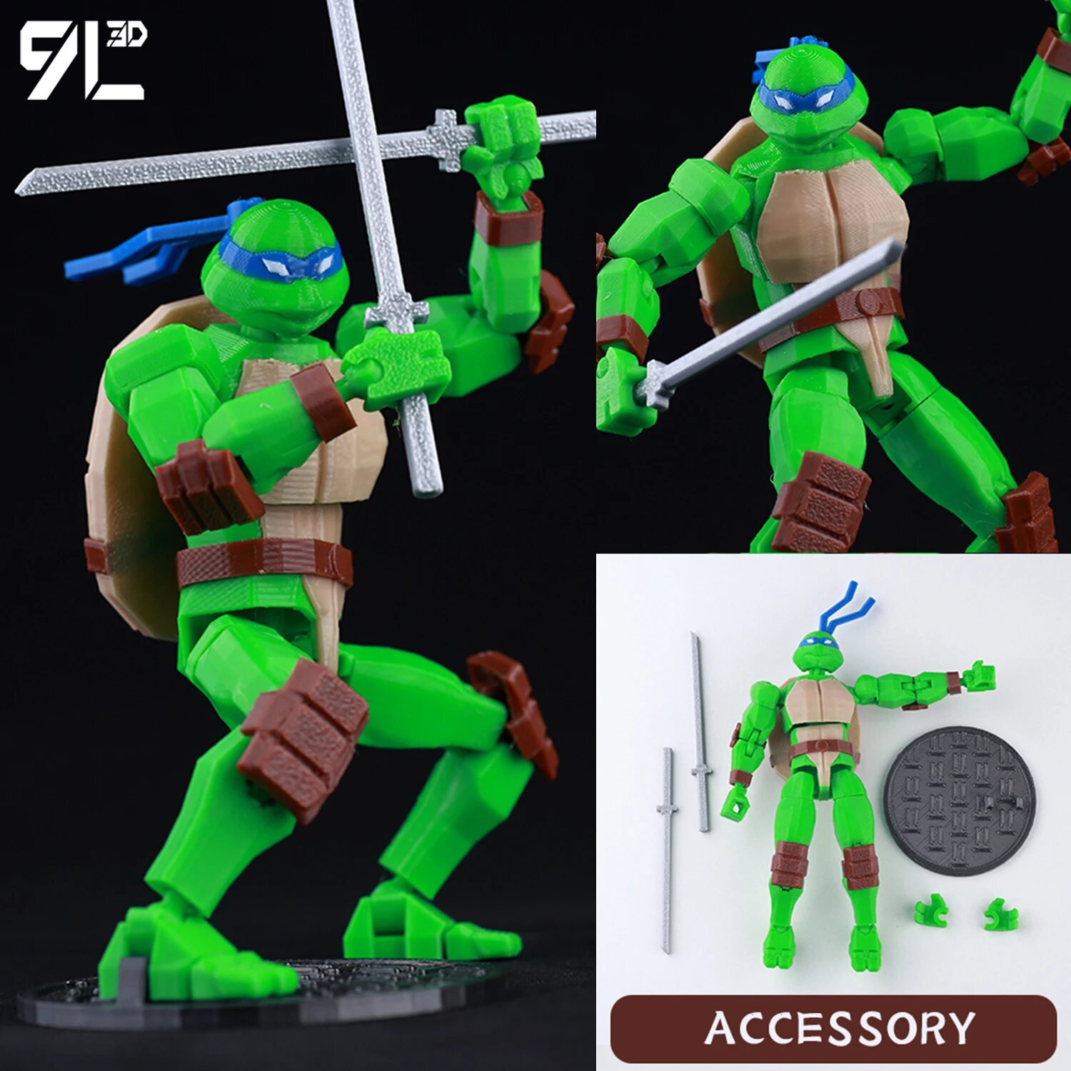 Фигурка Черепашки Ниндзя Лео, Зеленый, Blue TMNT