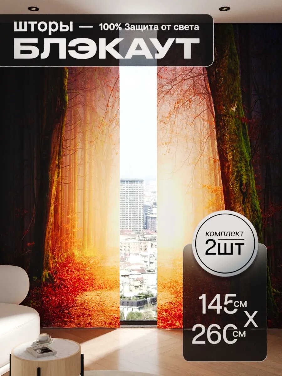 Шторы блэкаут 145x260 см 2 шт на окна плотные комплект