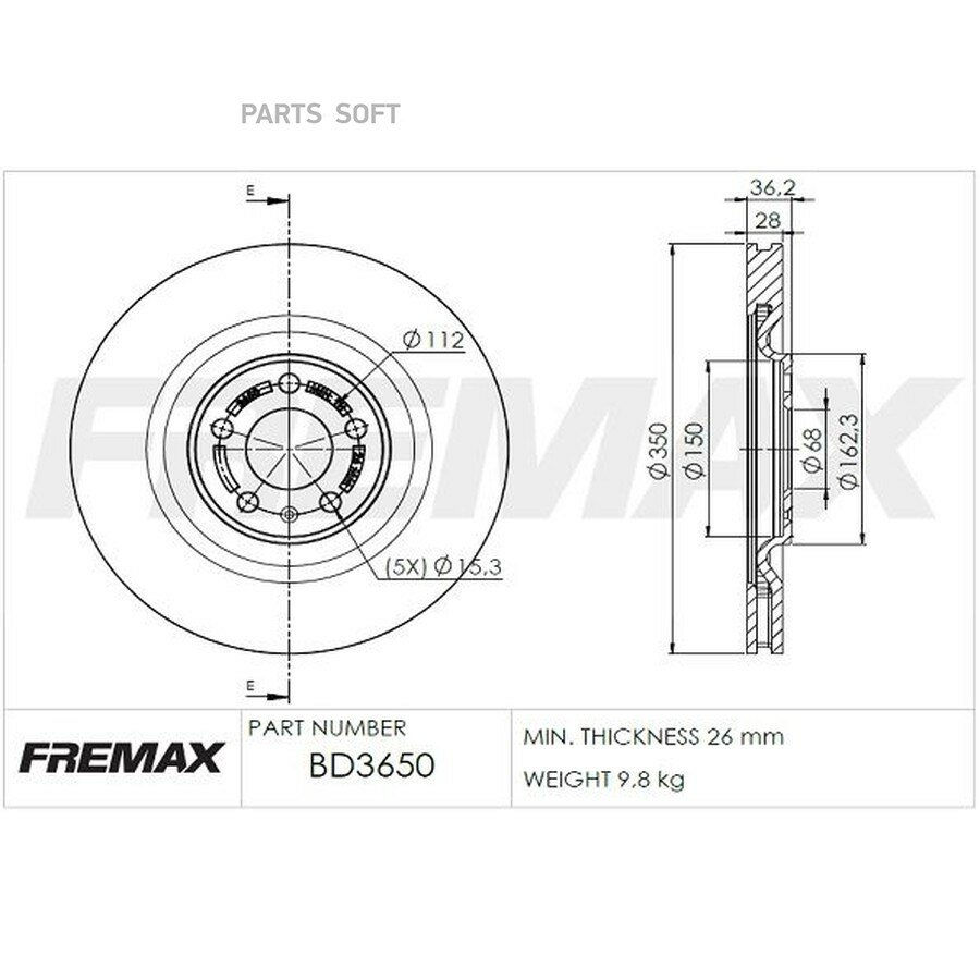 (169) BD3650 FREMAX диск тормозной зaдний от официального дистрибьютора, FREMAX, артикул BD3650