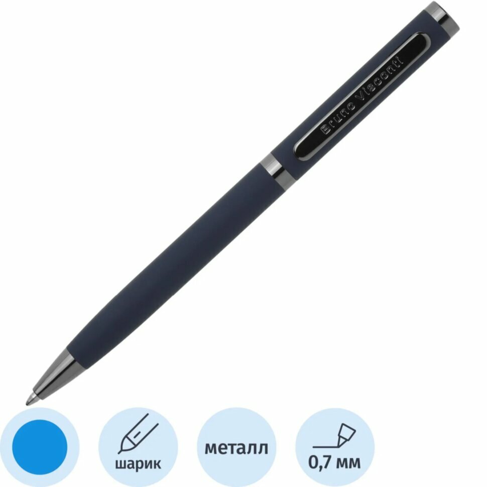 Ручка шариковая BV FIRENZE 1мм син кор син, тубус прямоуг синий 20-0299/03, 1763279