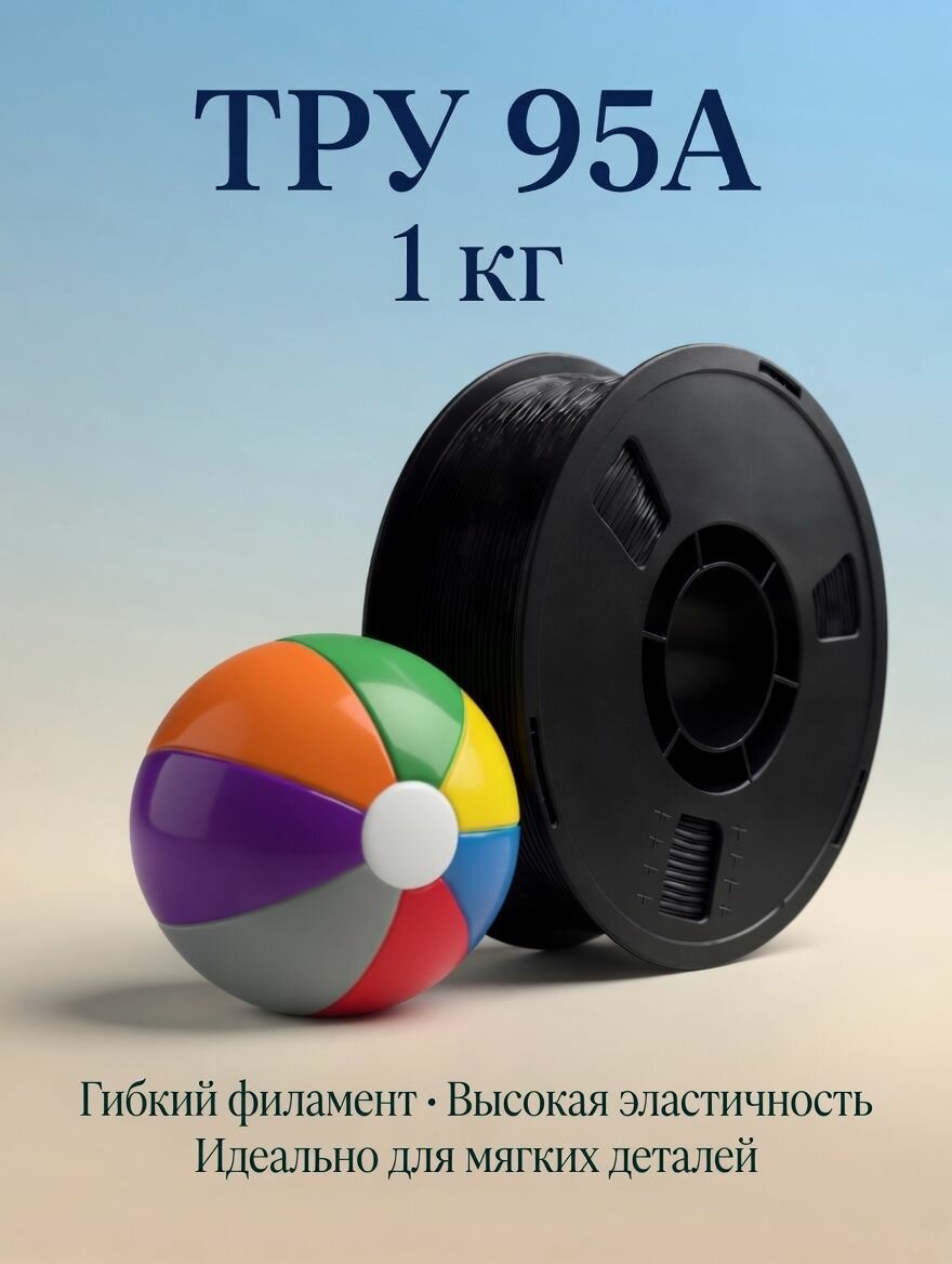Пластик TPU 95A черный катушка нити 1.75 для печати на 3D принтере инженерный