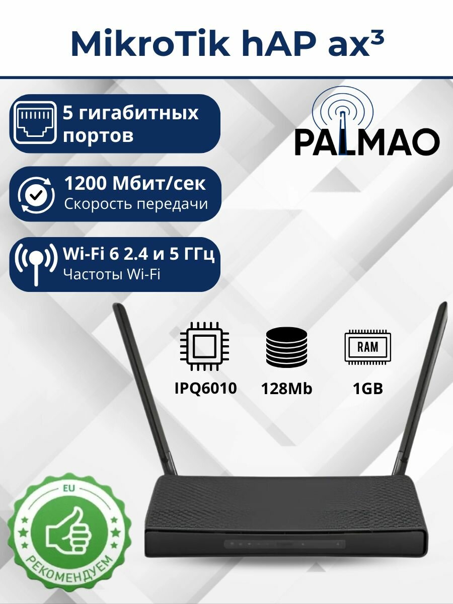 Роутер WiFi 6 AX Mikrotik hAP ax3