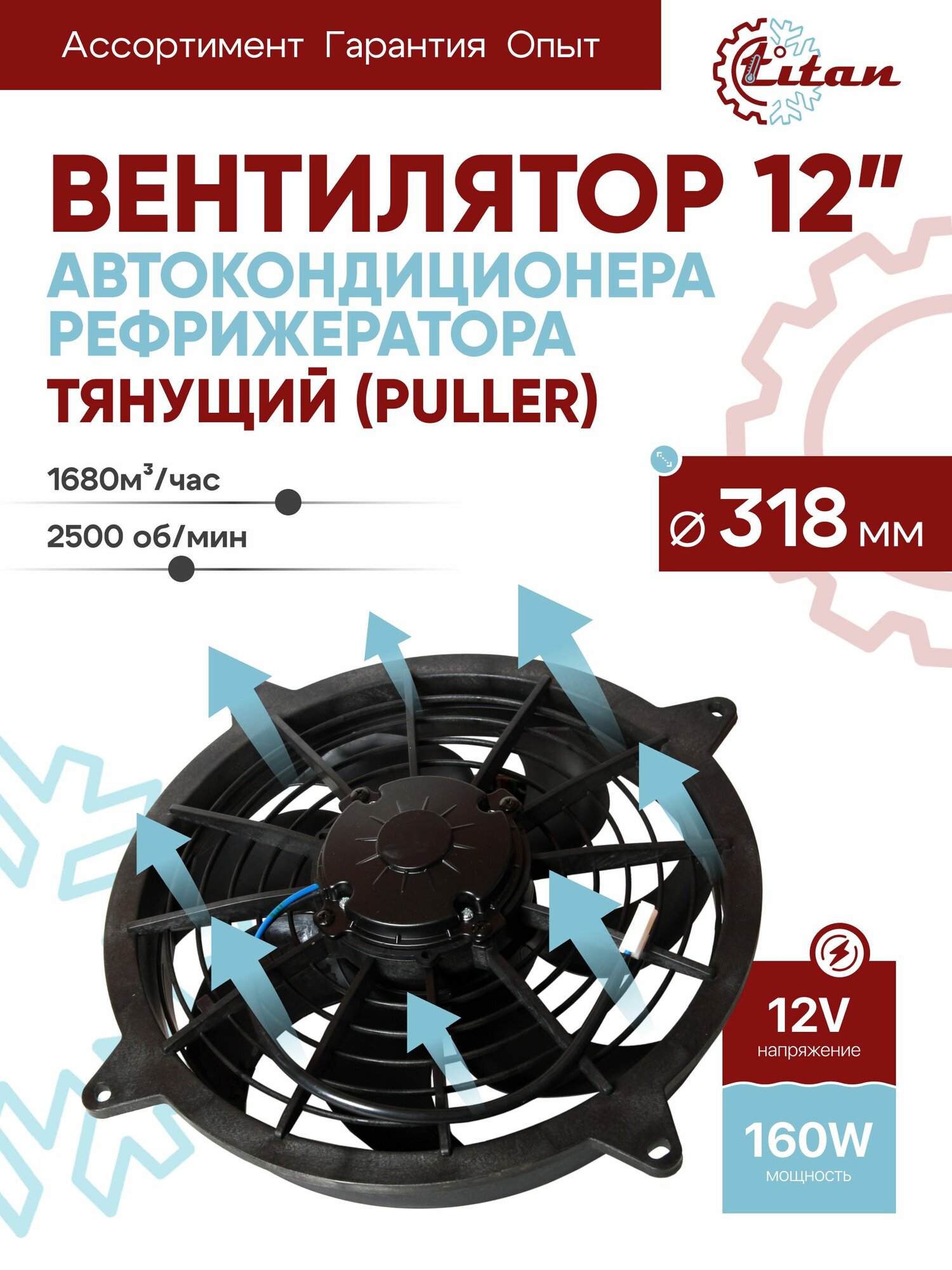 Вентилятор D318 12V Puller 160W "S" TITAN