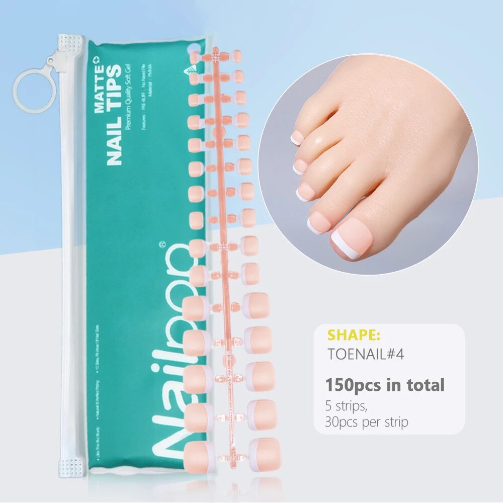 Nailpop накладные ногти для педикюра, 150 шт, Toenail-004