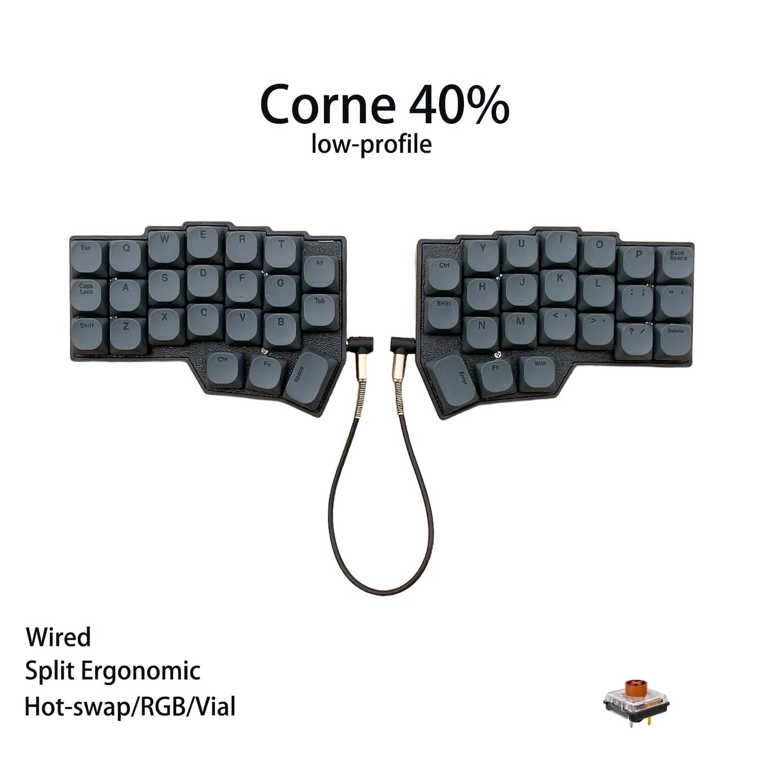 Corne 40% low-profile, BP Brown V2, проводная, эргономичная