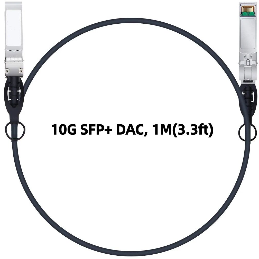 10G SFP+ ЦАП, оптоволоконный кабель SFP+, 1 м (3,3 фута), пассивный кабель Twinax с прямым подключением для Cisco Ubiquiti Mikrotik Intel Netgear