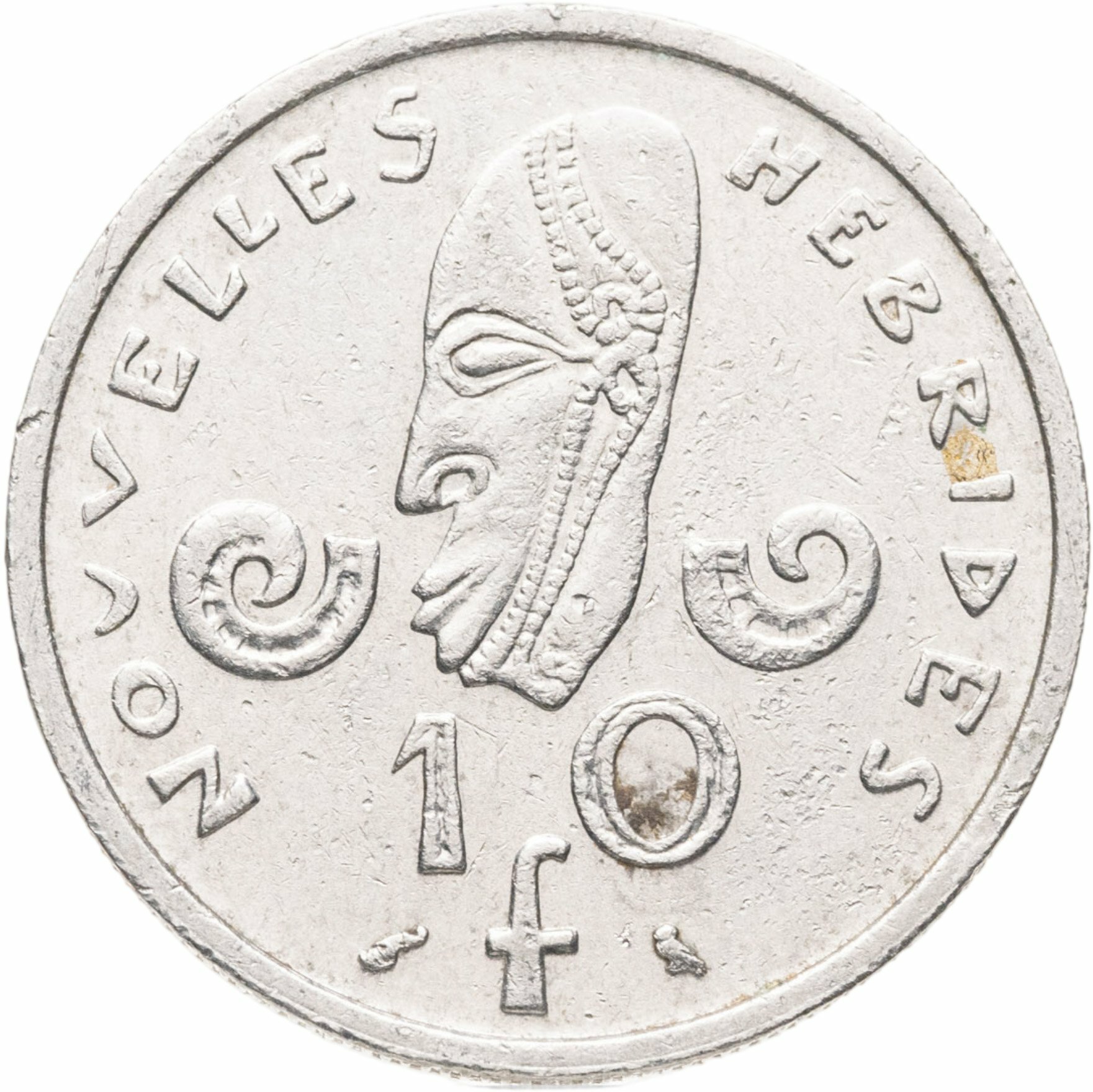 Новые Гебриды 10 франков francs 1967, Мельхиор медь-никель, в сохранности VF-XF