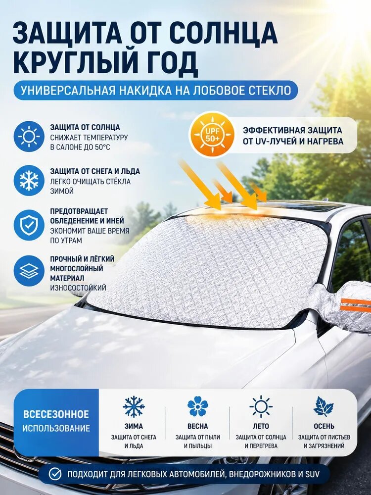 Накидка автомобильная на Передние сиденья, Смесовая ткань, 1 шт.