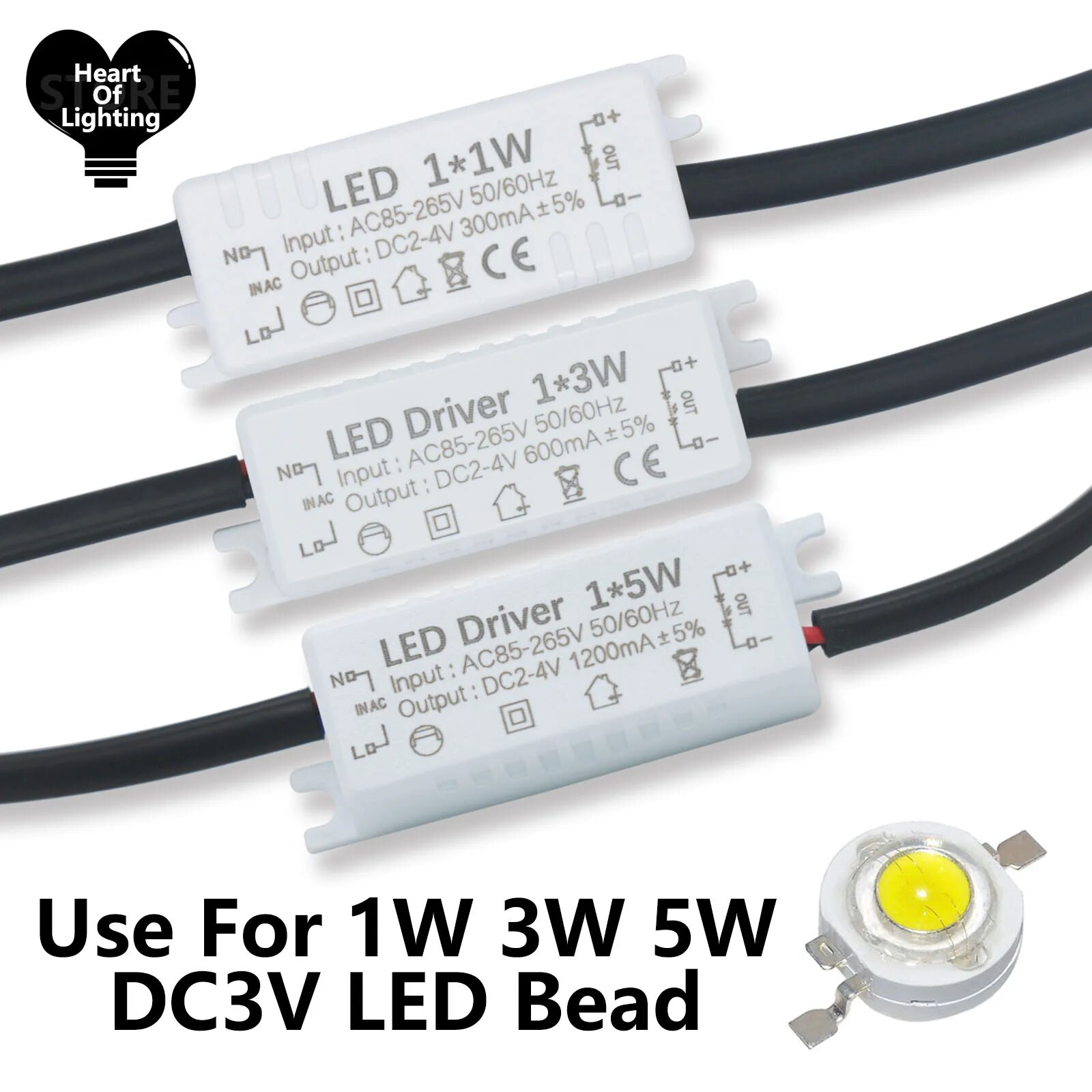 Драйвер для светодиодов warm and happy 1*1Вт, 1*3Вт, 1*5Вт DC2-4В 1x5W DC2-4V 1200mA