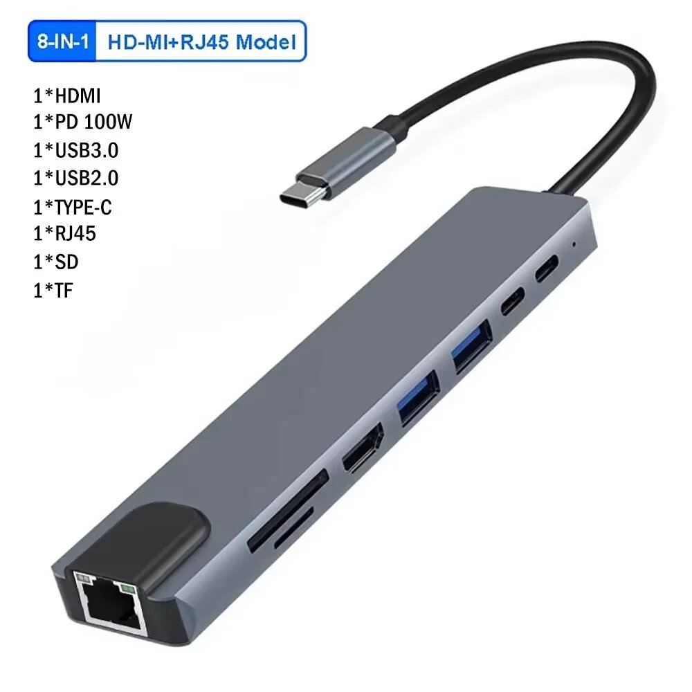 KEBIDUMEI Док-станция 8 портов USB-C 8-in-1