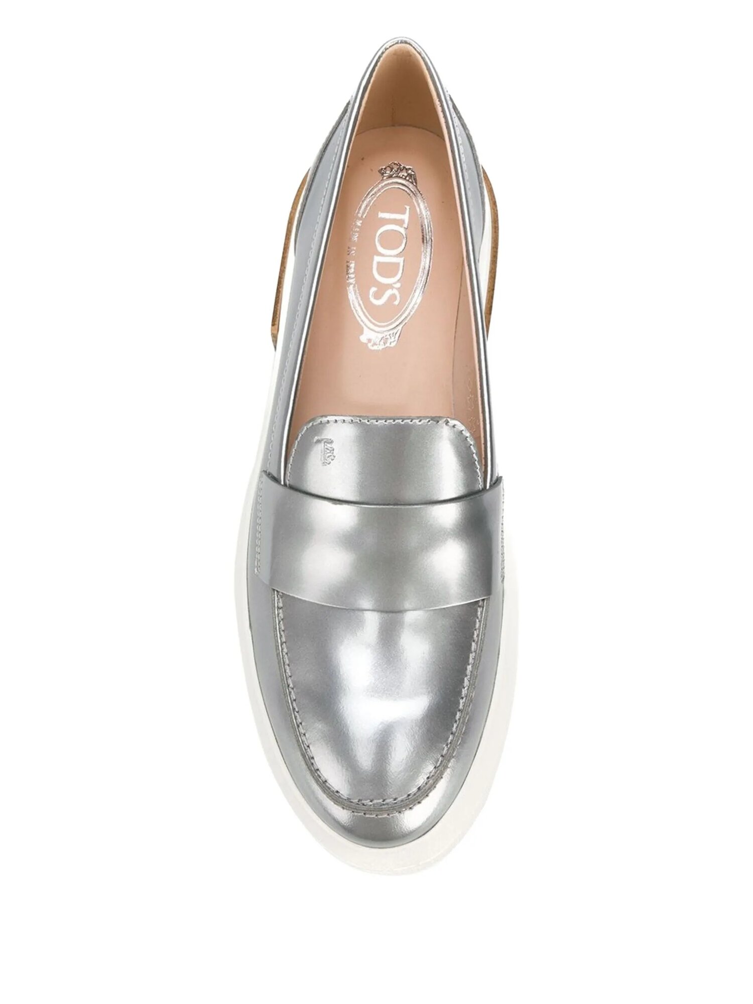 Лоферы Tod's Flatform penny loafers, размер 41, серебристый — фото 1