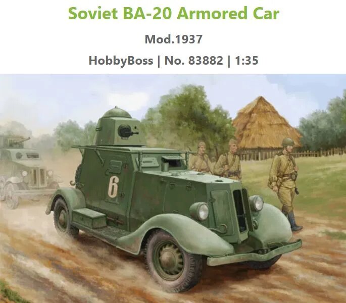 Hobbyboss 83882 1/35 Масштаб Советский бронированный автомобиль BA-20 Mod.1937