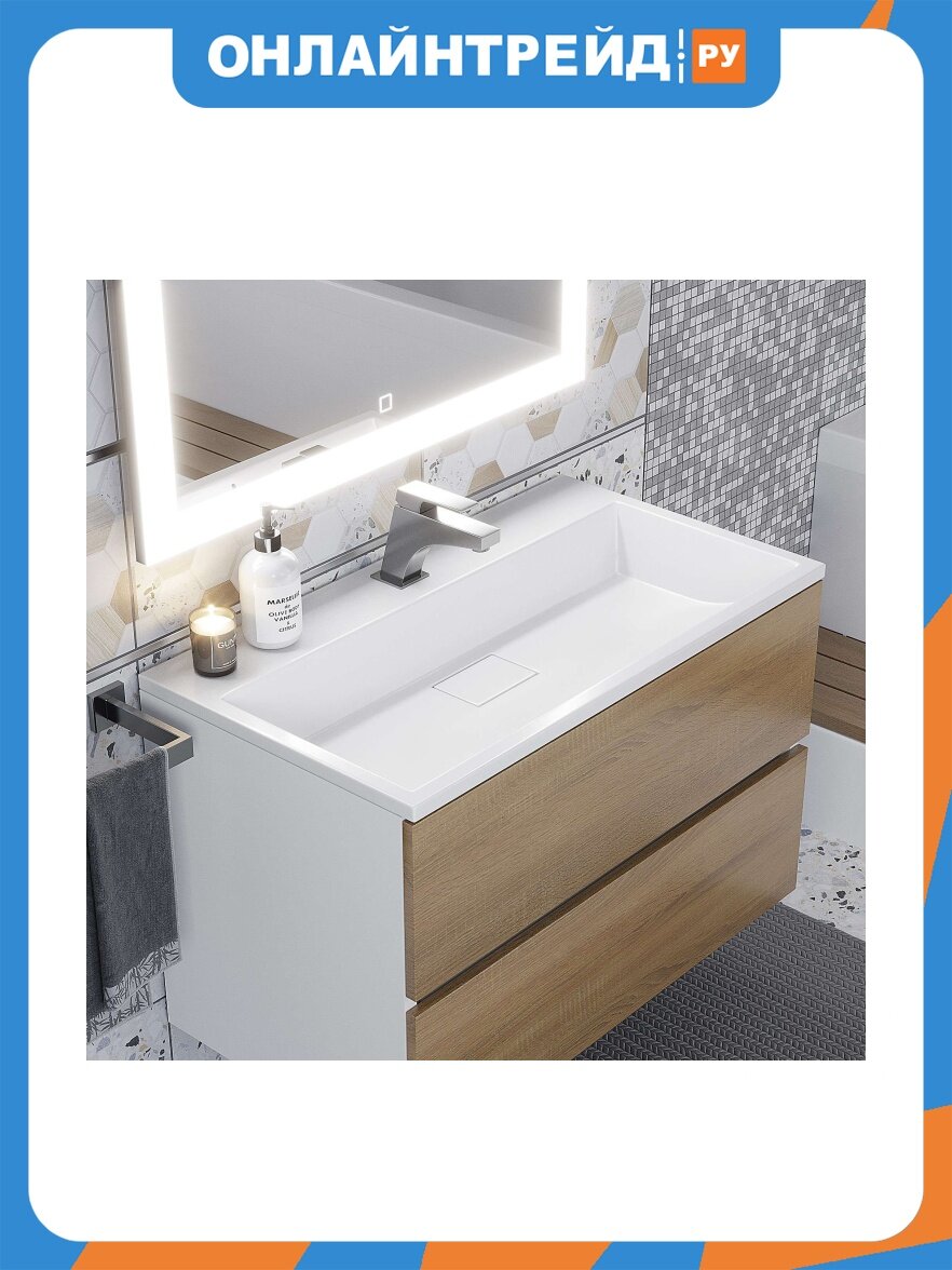 Раковина Uperwood для ванной Barsa 80х45х14,5 см, белая глянцевая