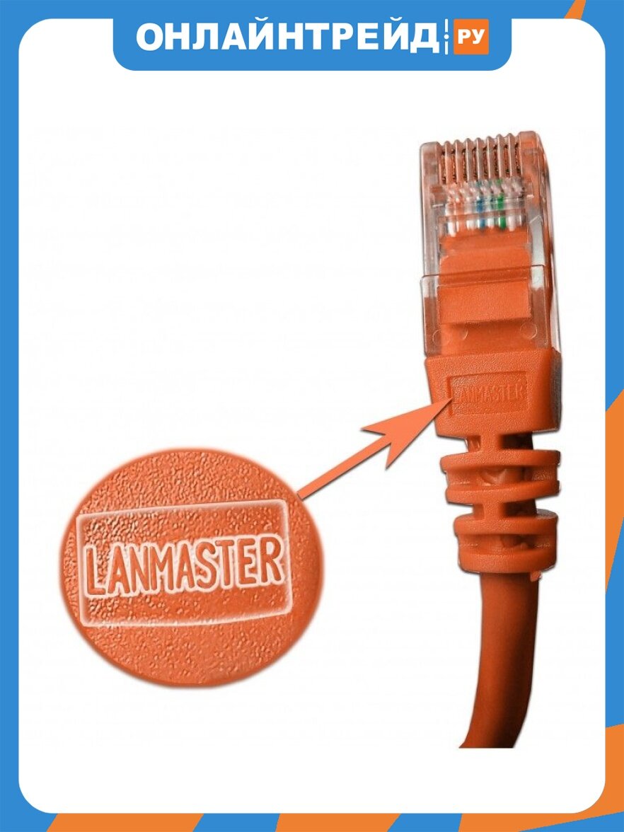Патч-корд Lanmaster LSZH UTP кат.6, с заливными колпачками, 1.5 м, оранжевый