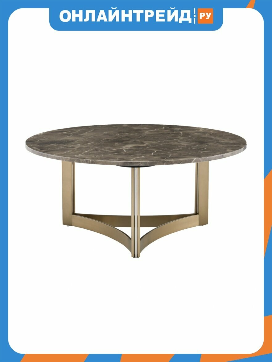 Столик журнальный Stool Group Кассия 90*90, темная керамика, сталь шампань