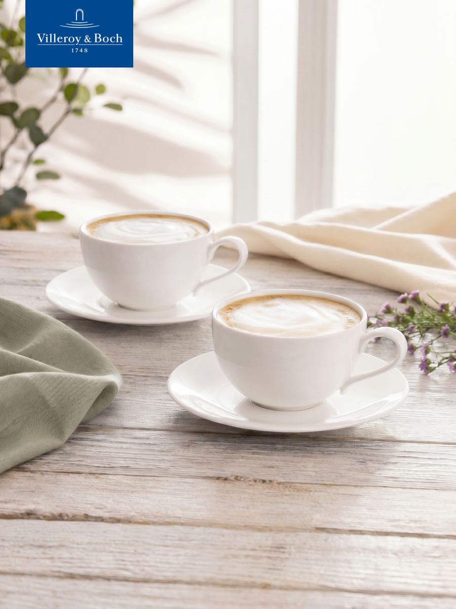 Набор на 2 персоны, 4 предмета, чашка с блюдцем, New Cottage Basic Cappuccino set, Villeroy & Boch, Премиум-Фарфор
