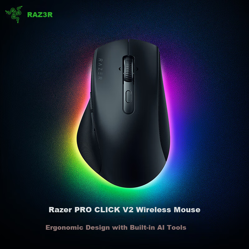Razer Pro Click V2 Эргономичная беспроводная мышь для продуктивности и игр тихая лёгкая Цвет：Pro Click V2