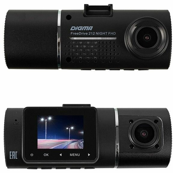 Видеорегистратор автомобильный Digma FD212N Full HD, 1.5", камера з. в, ночной режим, чёрный