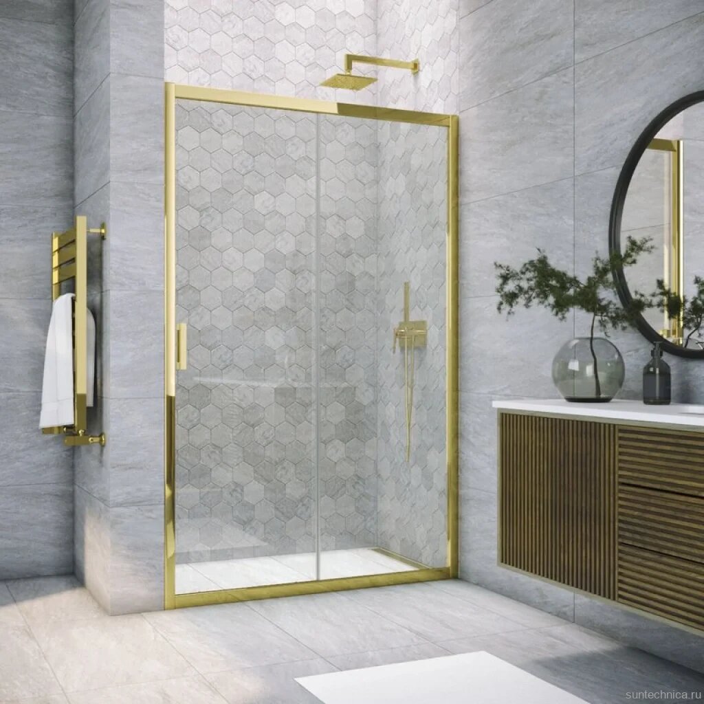 Душевая дверь в нишу Vegas Glass ZP Tur Novo h1900 120 09 01 профиль золото, стекло прозрачное