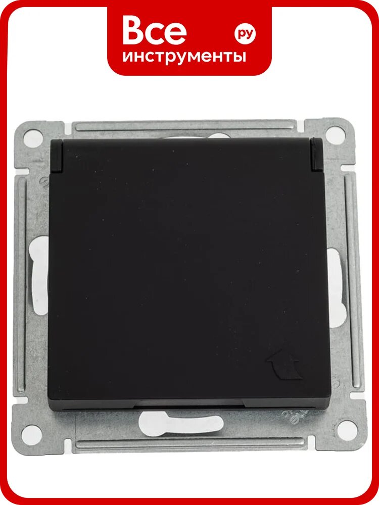 Розетка Systeme Electric ATLASDESIGN, с заземлением, механизм, карбон, ATN001046, из качественного,
