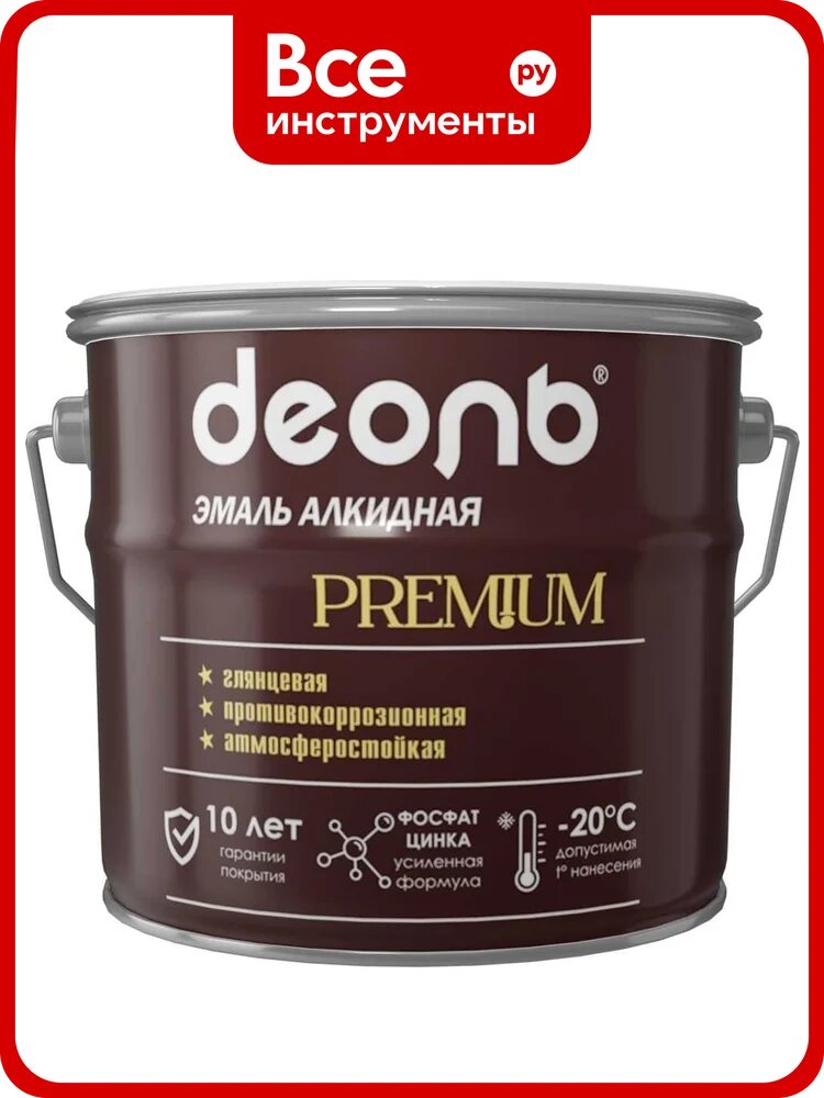 Эмаль с фосфатом цинка алкидная Деоль PREMIUM зеленый мох RAL 6005 глянцевая 5л 00033104