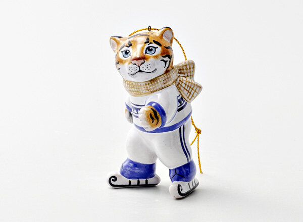 Елочная игрушка Тигренок на коньках