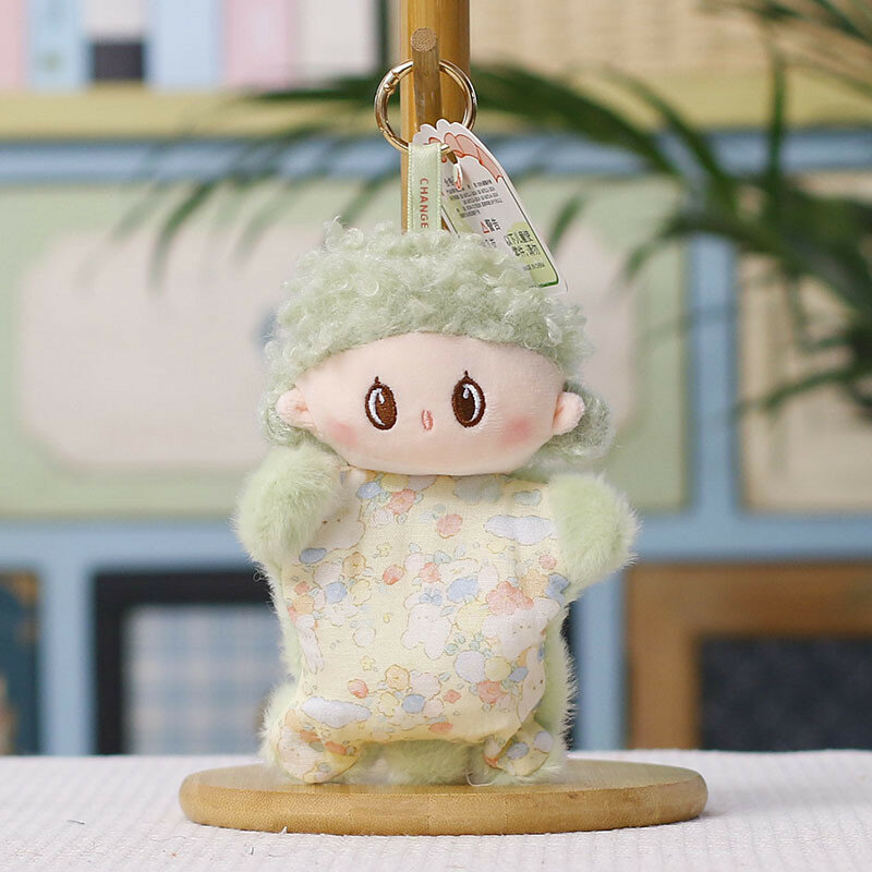 Soft animal plush ornament with polyester fiber for home decor and gifts green curly doll