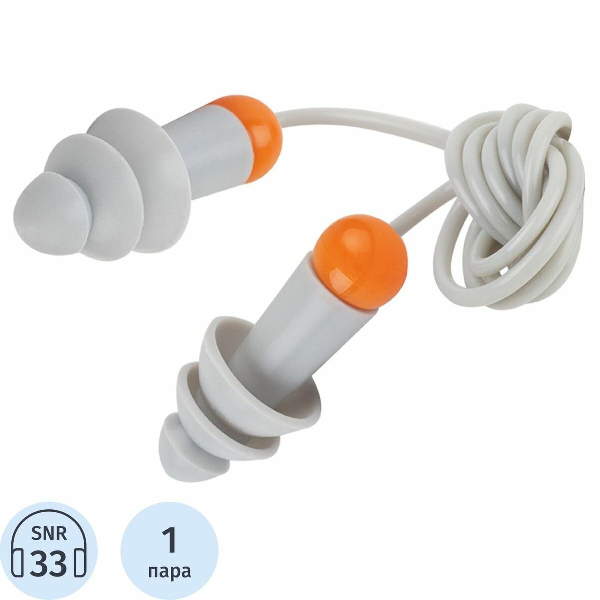 Беруши (противошумные вкладыши) многоразовые Jeta Safety Sonido Max 33дБ, со шнурком силиконовые, 1 пара (JEM31-b)