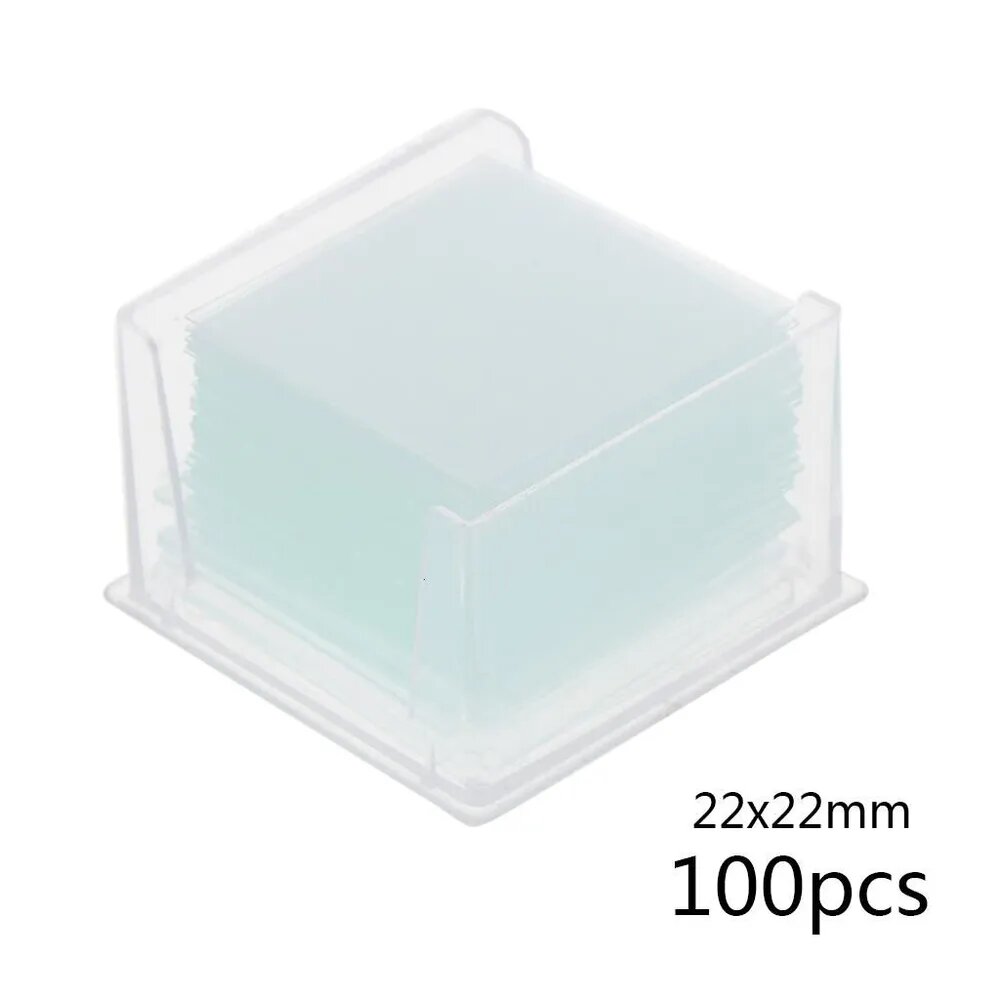 Квадратные покровные стёкла для микроскопа, 100 шт, - 22x22