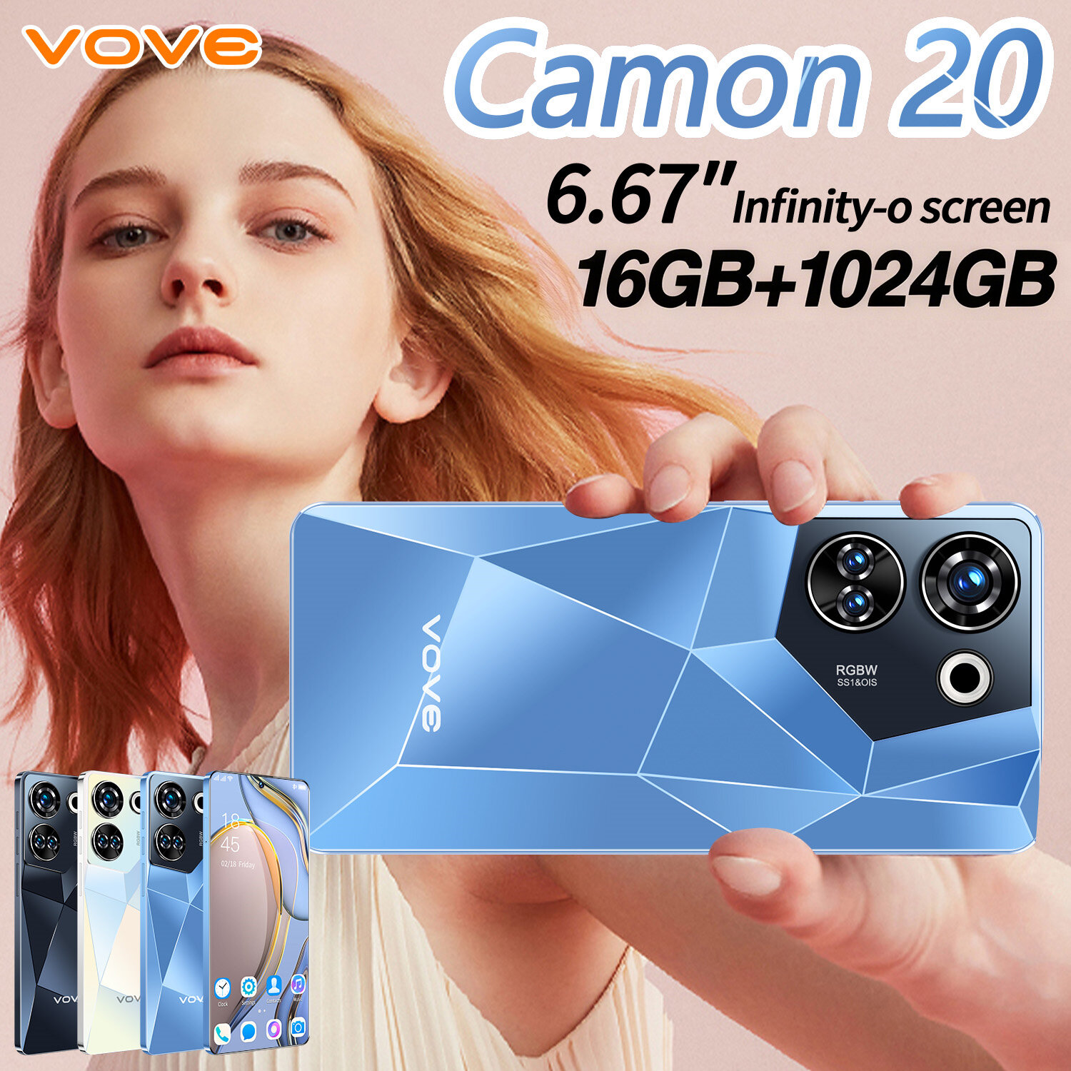 Смартфон Camon20, экран 6.67", 16 Гб+1 Тб, аккумулятор 5000 мАч