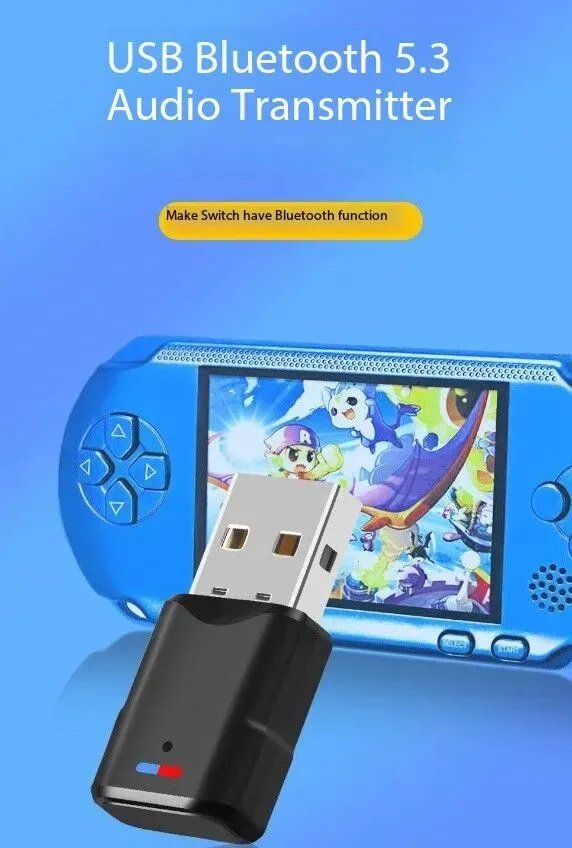 Адаптер Bluetooth 5.3 USB для PS5, PS4, Nintendo Switch, ПК, ноутбука, Черный, 1 шт — фото 1
