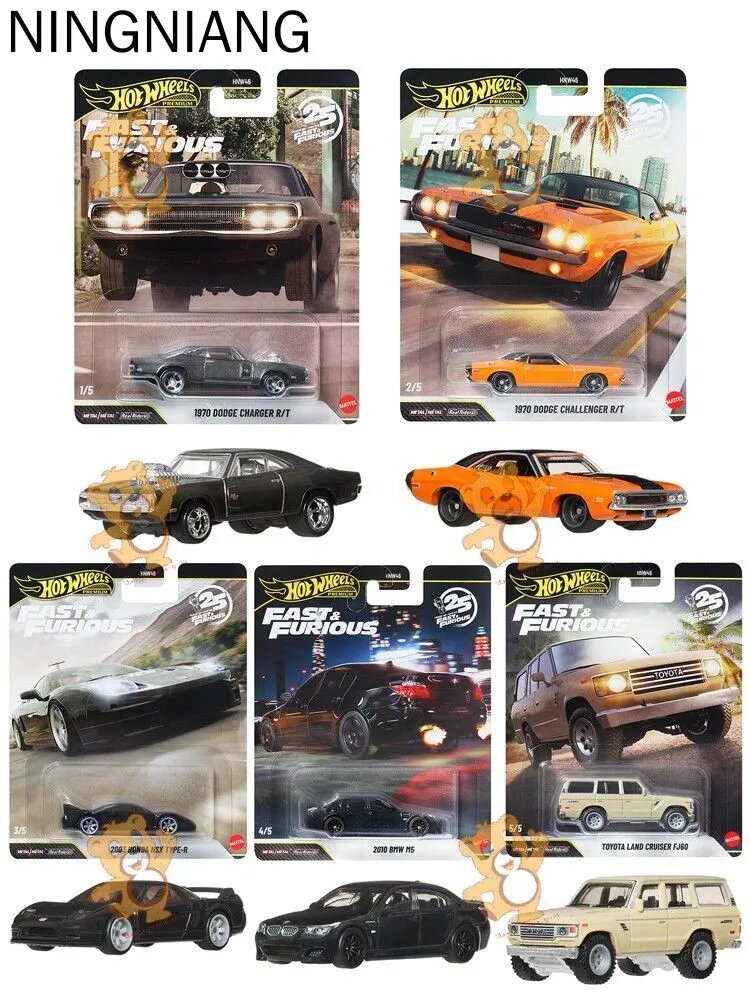Машинка Mattel HotWheels Premium 1/64 HNW46 Fast & Furious ,5 шт. в комплекте