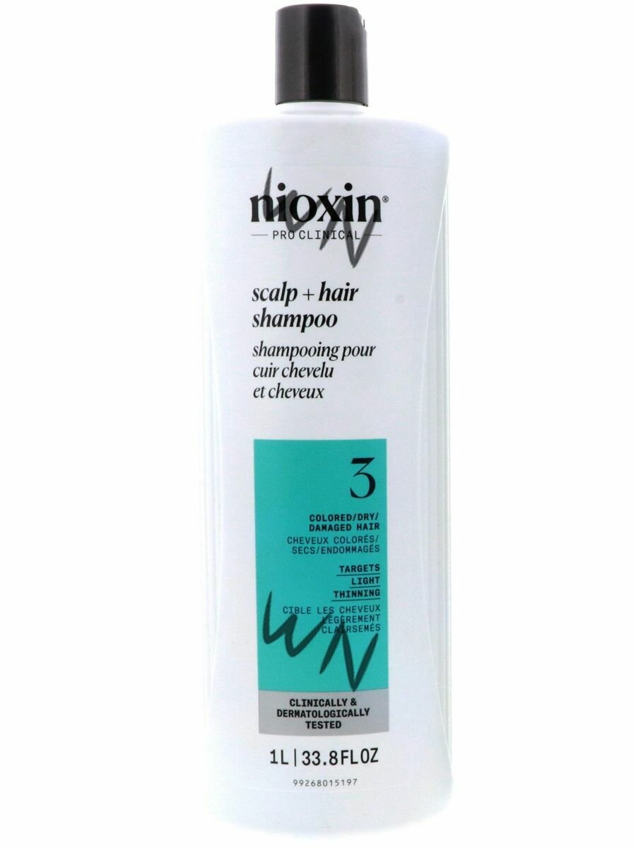Nioxin Cleanser System 3 - Очищающий шампунь для окрашенных тонких химически обработанных волос (Система 3), 1000 мл