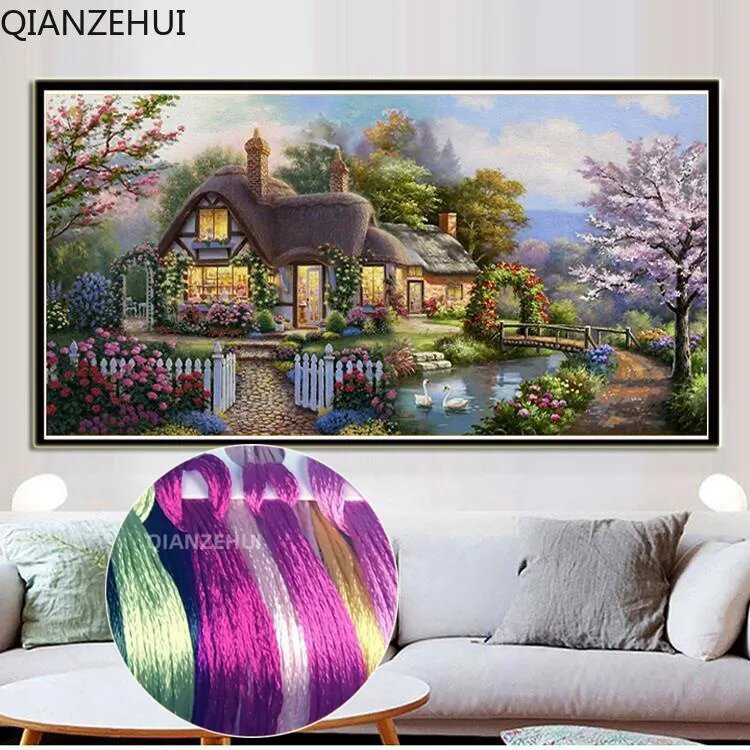 Набор для вышивания Mona Lisa, Пейзаж дома мечты, Украшение дома Рукоделие,53 ниток