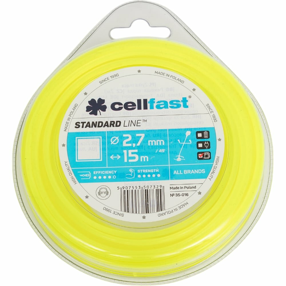 Леска для триммеров (квадрат 2,7 мм, 15 м) Cellfast 35-016