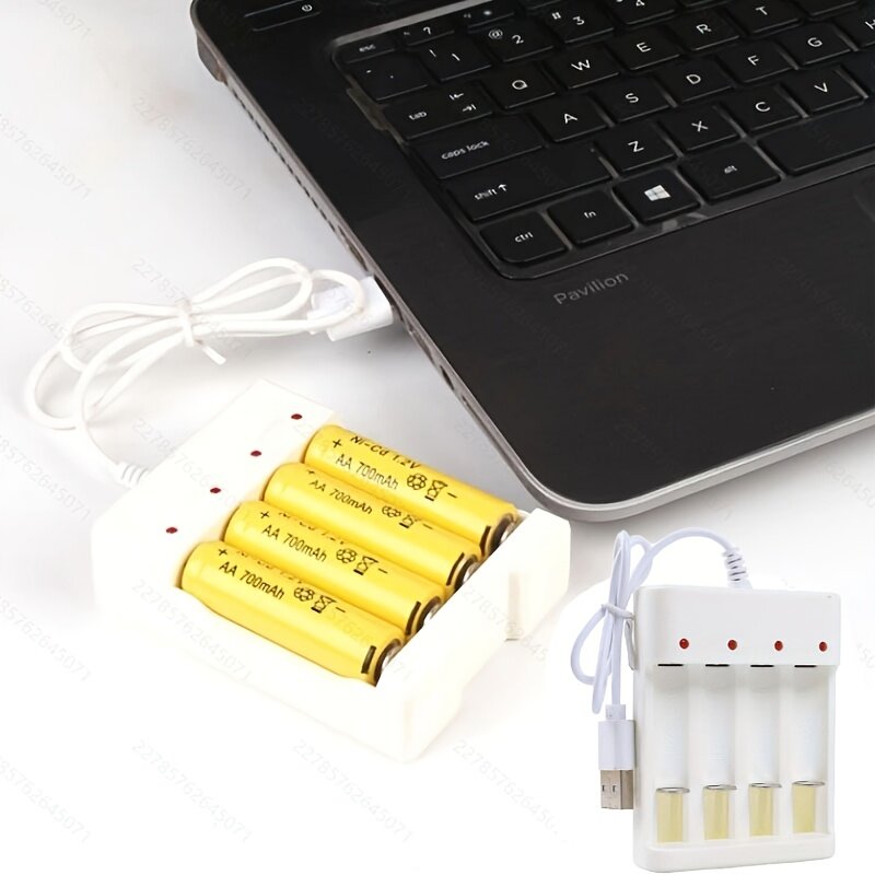 Быстрое USB-зарядное устройство на 4 слота для аккумуляторов AAA и AA, с защитой от короткого замыкания