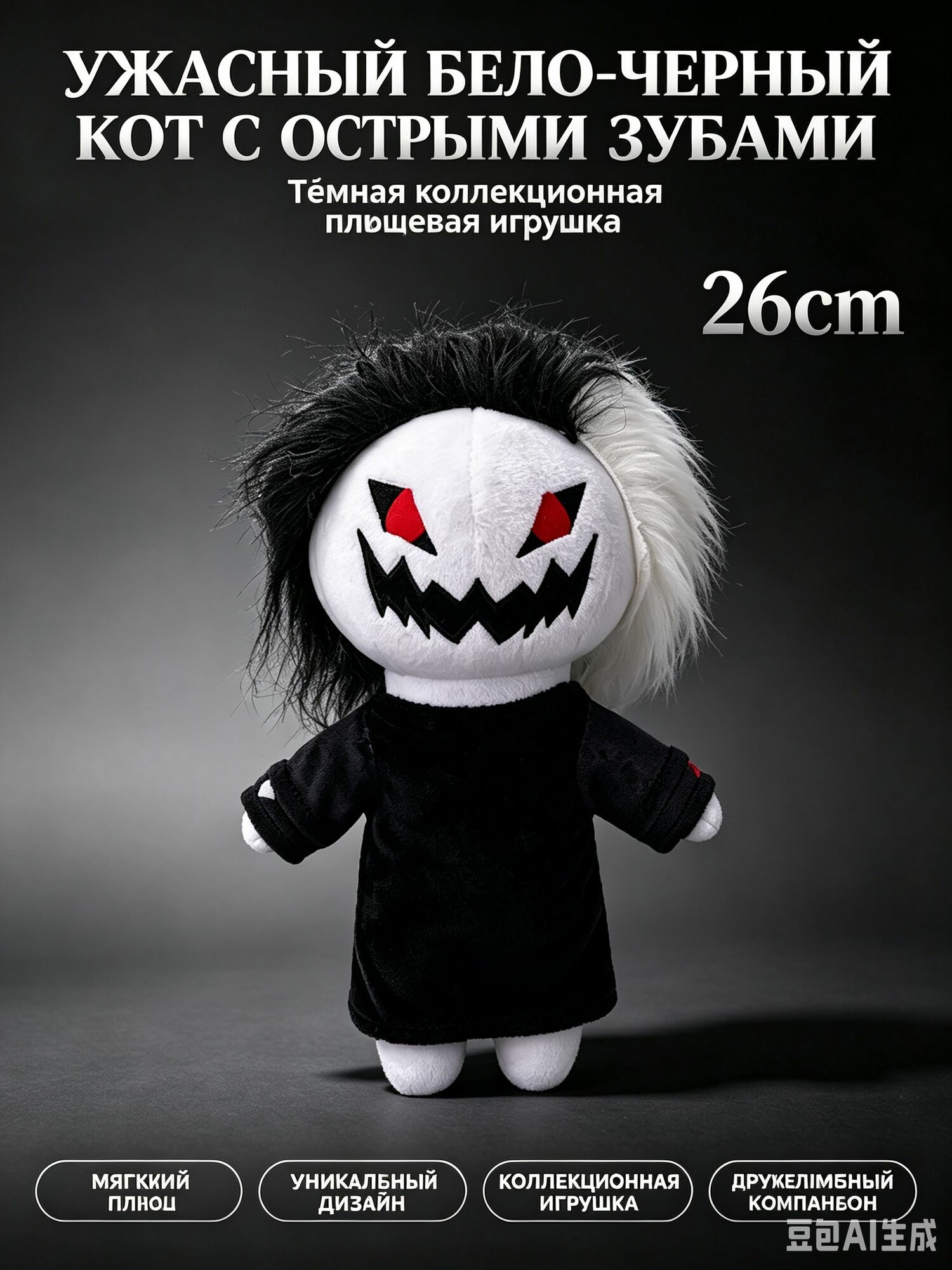 Мягкая игрушка кот "zxc cat" аниме дед инсайд курсед,27cm-AORT мемная игрушка плюшевый