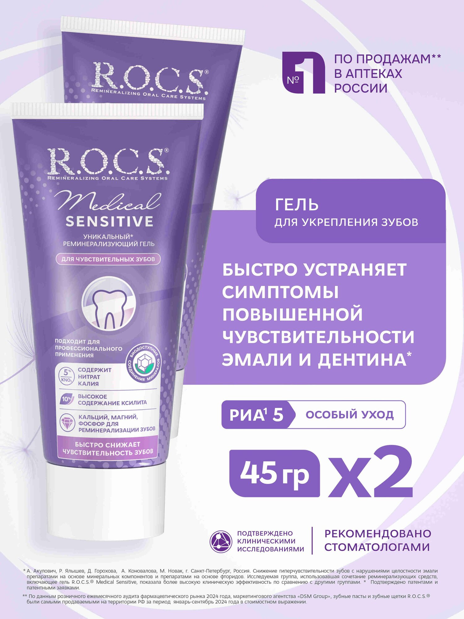 Гель для чувствительных зубов R.O.C.S. Medical Sensitive, 45 г, 2 шт