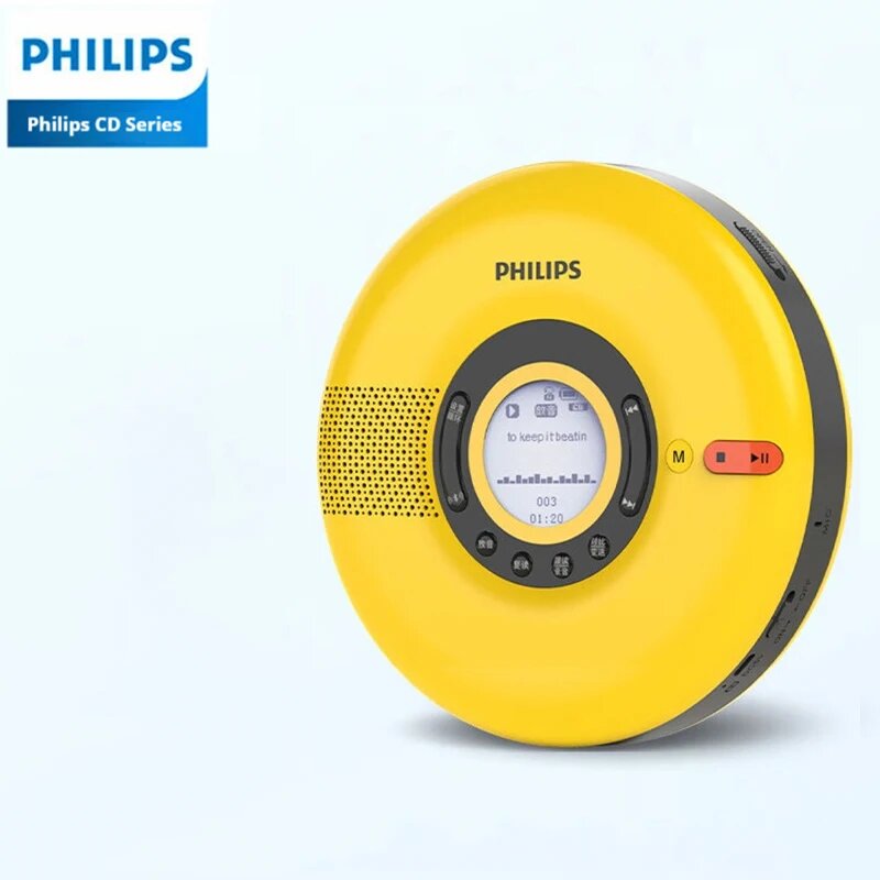 Портативный CD-плеер Philips EXP5108 Mini Retro С Bluetooth, Поддержкой CD/TF, Yellow EXP5108