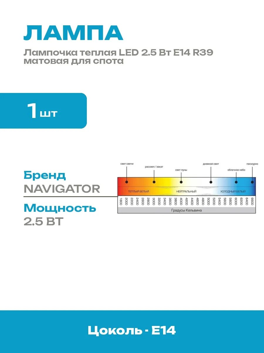 Лампочка LED 2.5 Вт E14 теплый белый свет лампа для спота