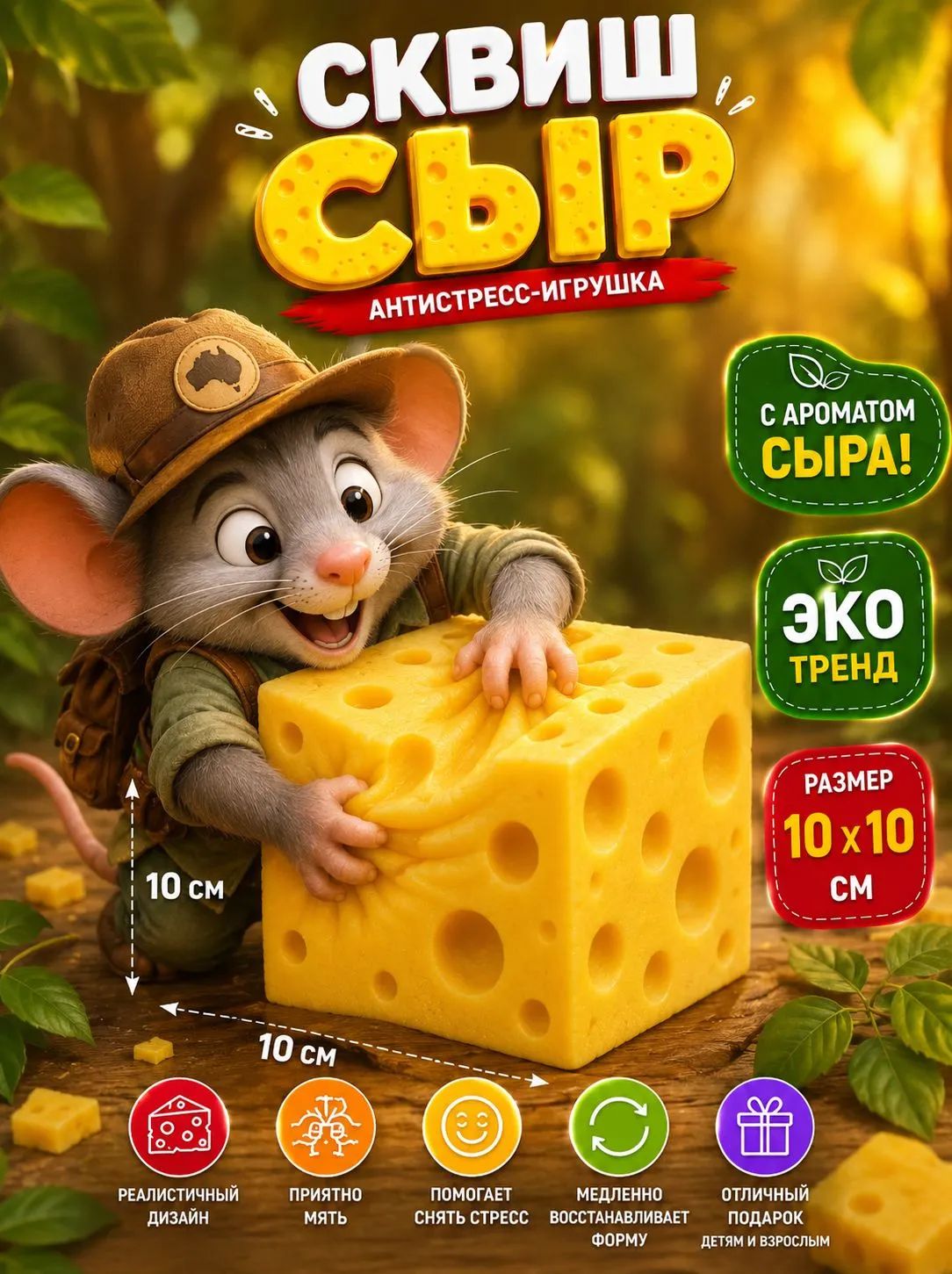Игрушка антистресс сыр сквиш с ароматом