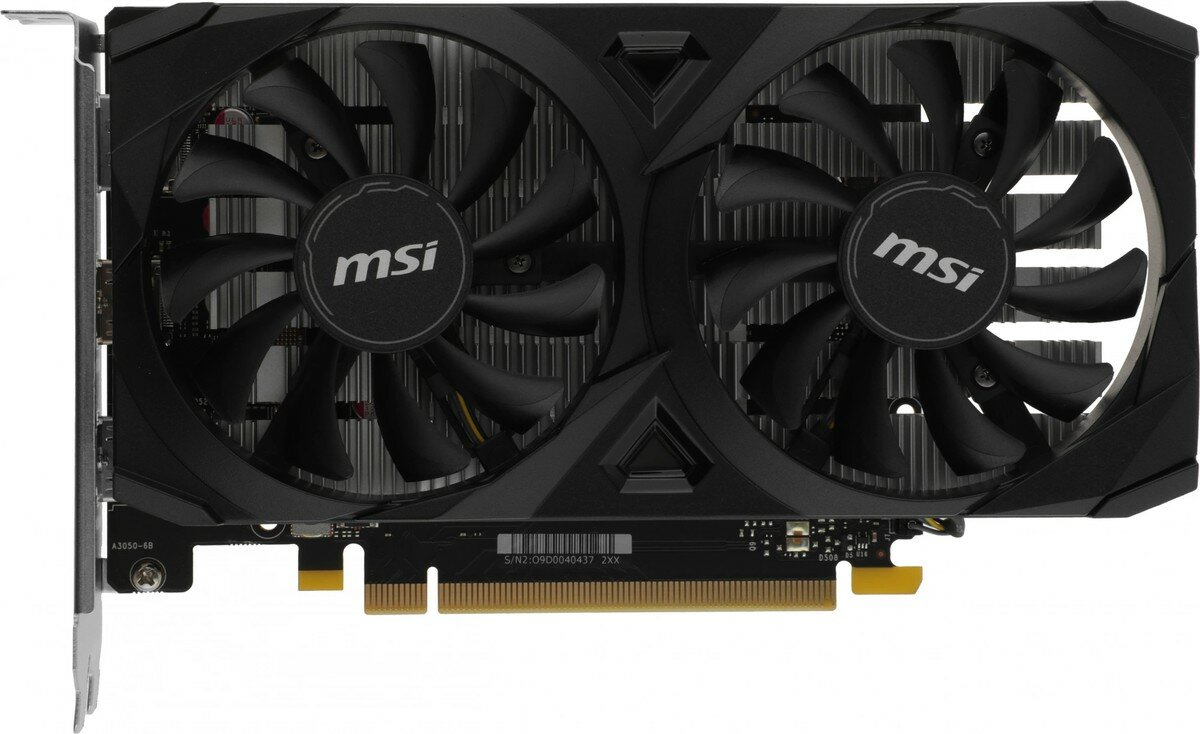 Видеокарта MSI NVIDIA GeForce RTX 3050 RTX 3050 VENTUS 2X E 6G OC 6ГБ Ventus 2X, GDDR6, OC, Ret