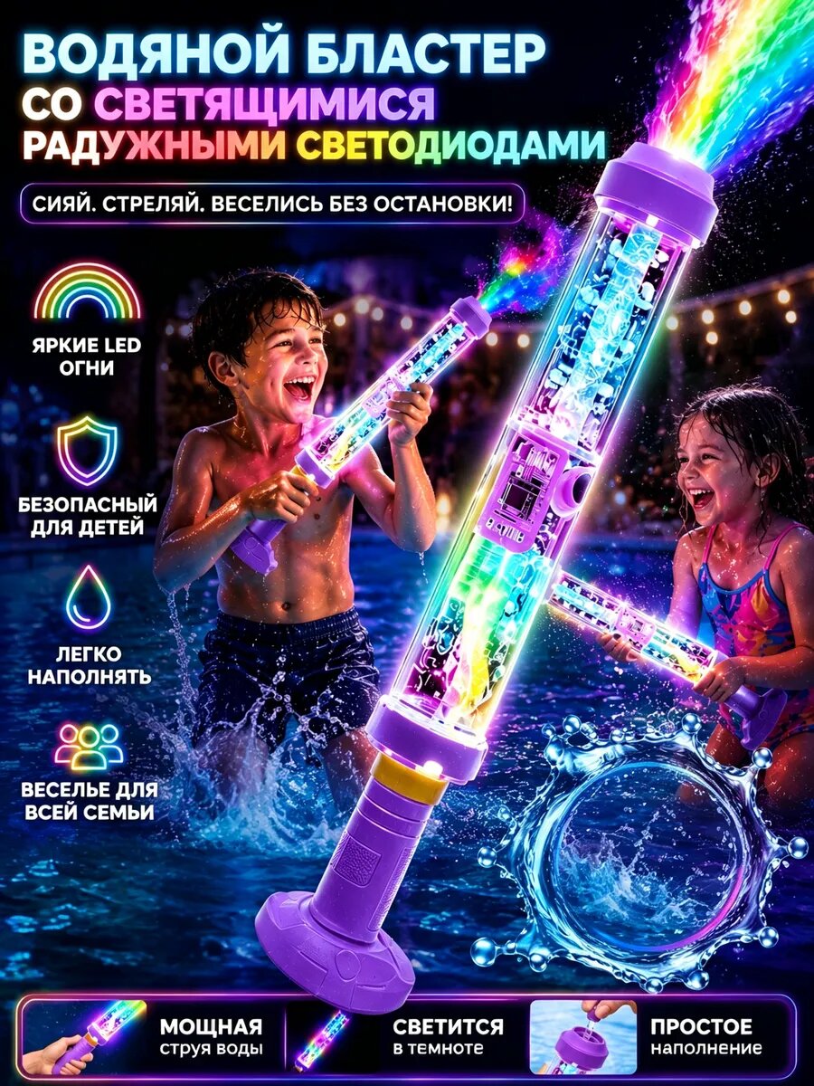 Красочный неоновый водяной пистолет-распылитель 4