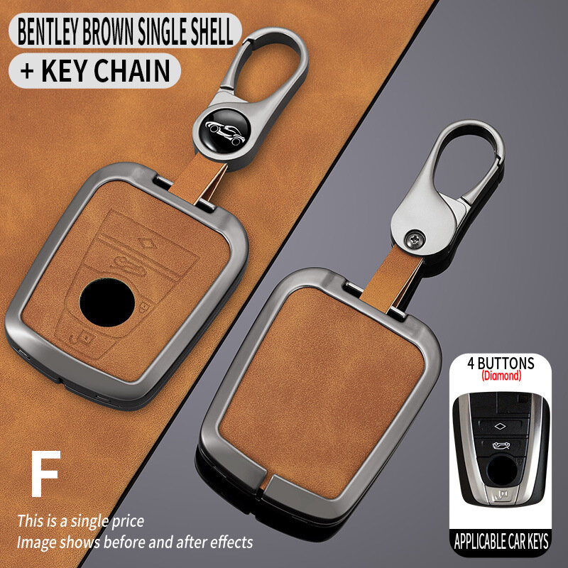 BMW F Series 4-Button Diamond Key Fob Case в цвете Бентли-коричневый с круглой пряжкой для защиты автомобильного ключа